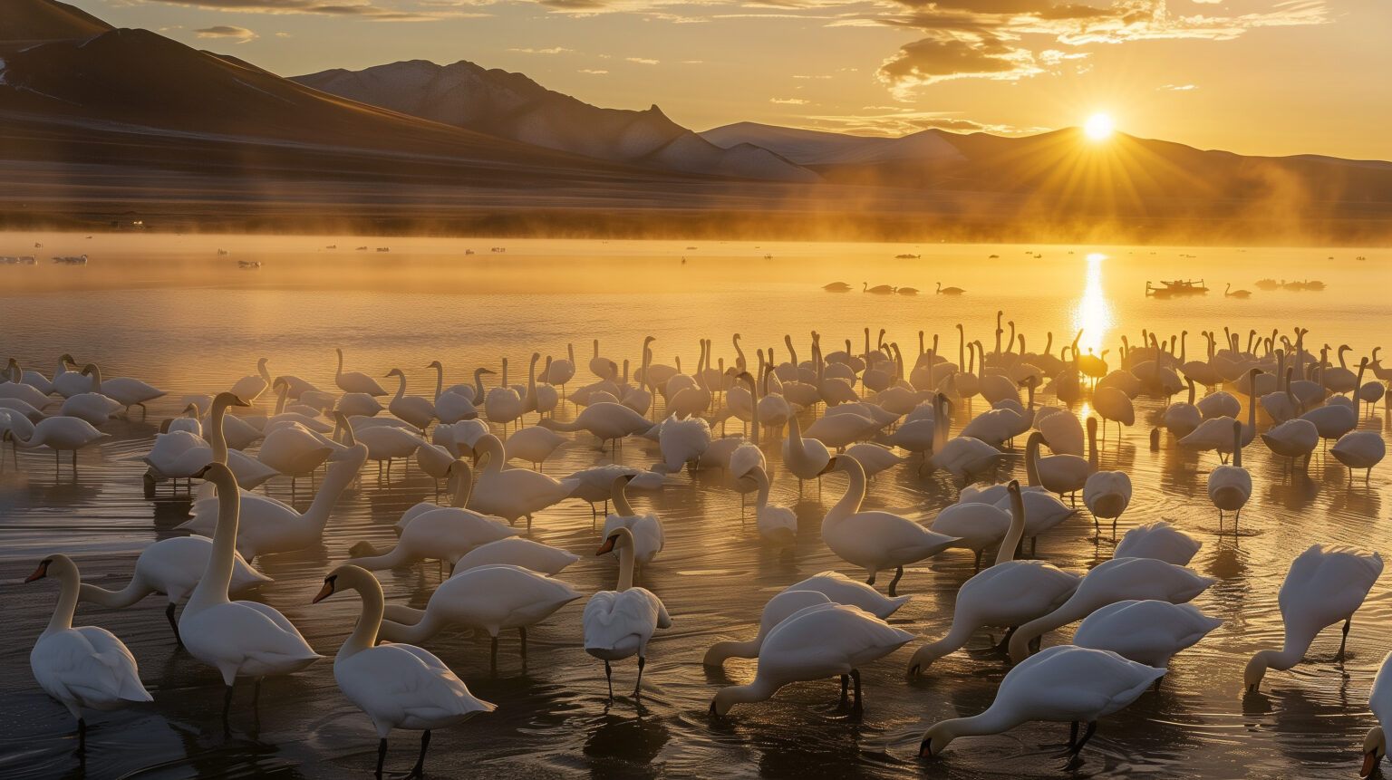 Swans Crossing Mongolia | Gobi & Steppe Lakes Birdwatching